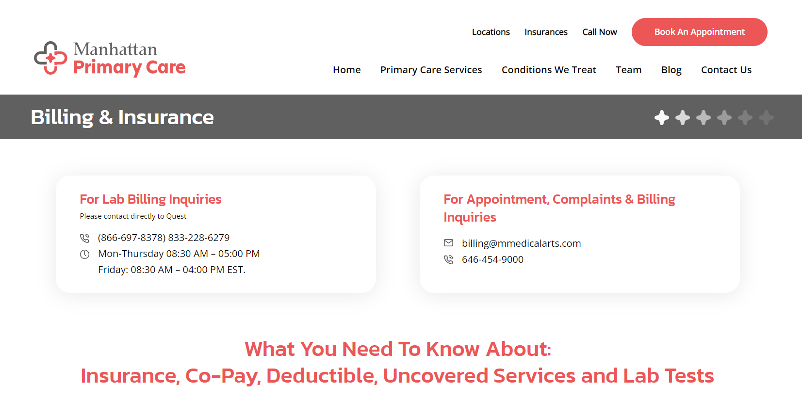 Billing & Insurance Information| Manhattan Primary Care