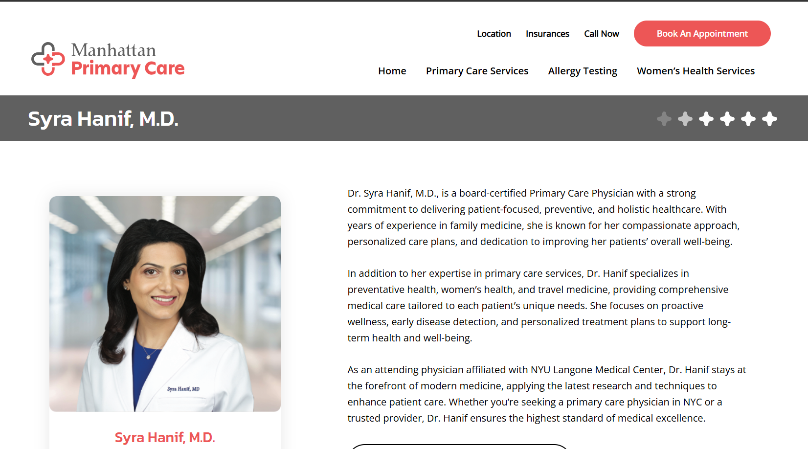 Dr. Syra Hanif, M.D. | Trusted Primary Care Physician In NYC