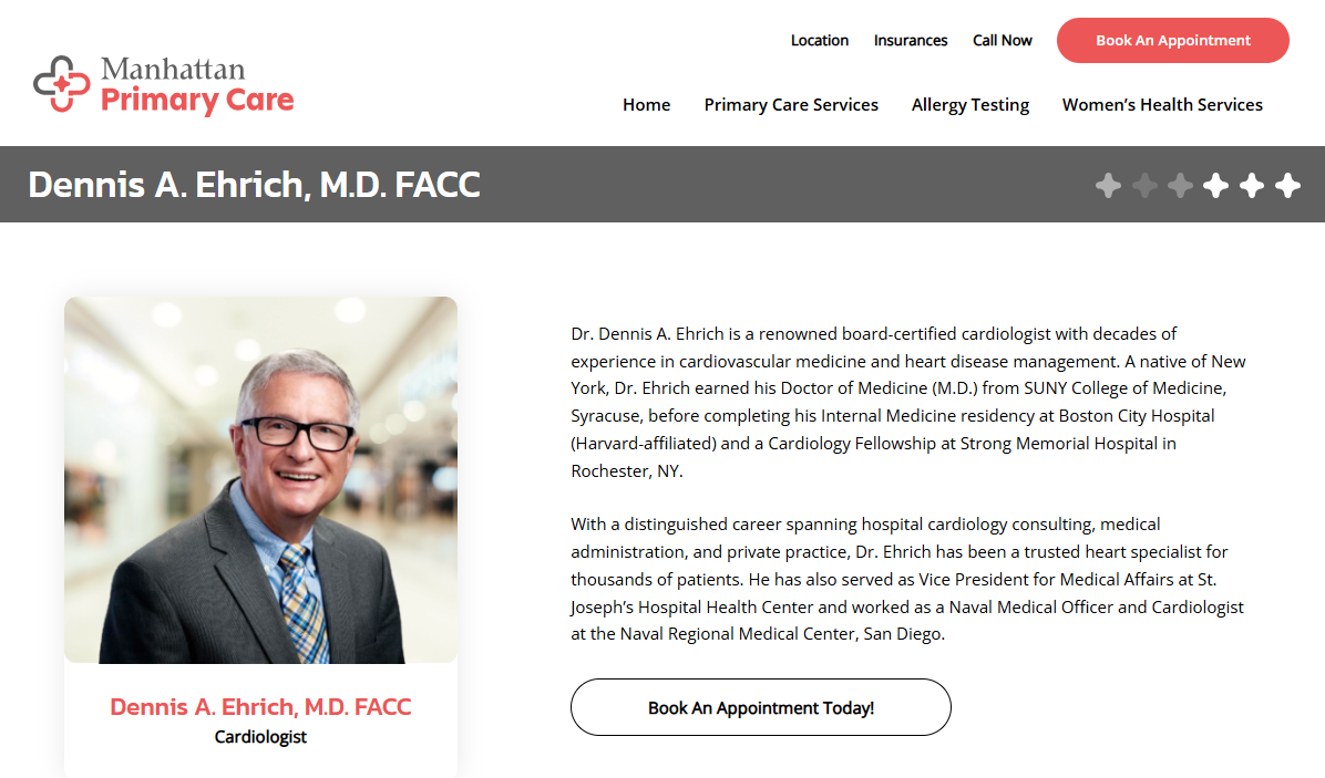 Dr. Dennis A. Ehrich, M.D., FACC | Expert Cardiologist in NYC